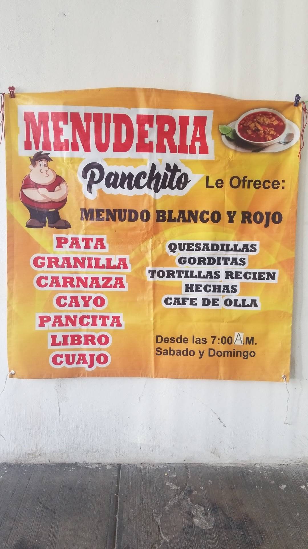 Menu at Menuderia Panchito restaurant, Zapopan