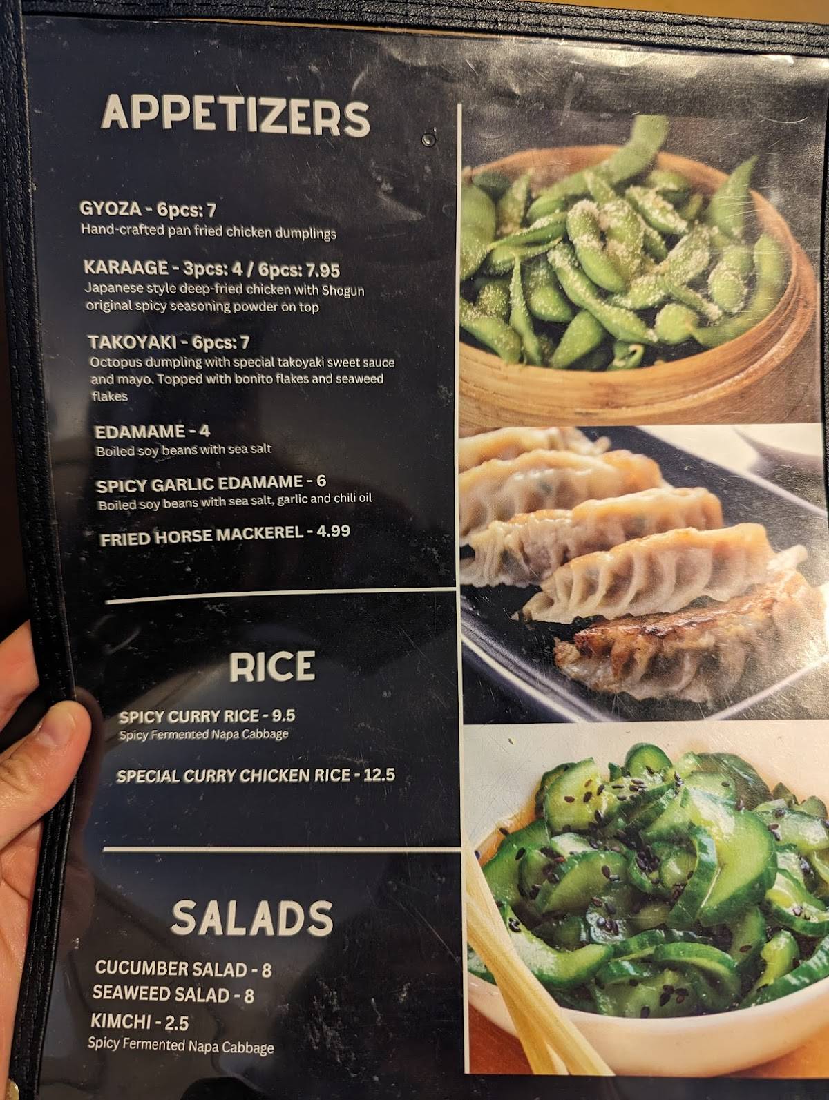 Menu at Menya Musashi restaurant, Las Vegas
