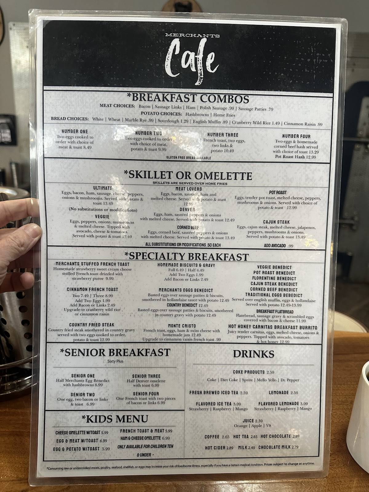 Menu at Merchants Cafe, North Branch