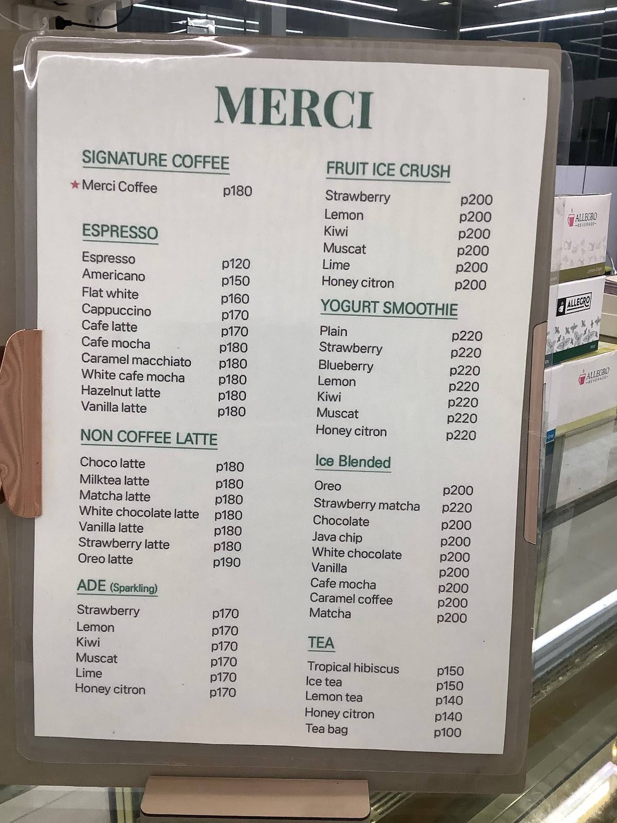 Menu at Merci Dessert Cafe, Cebu City