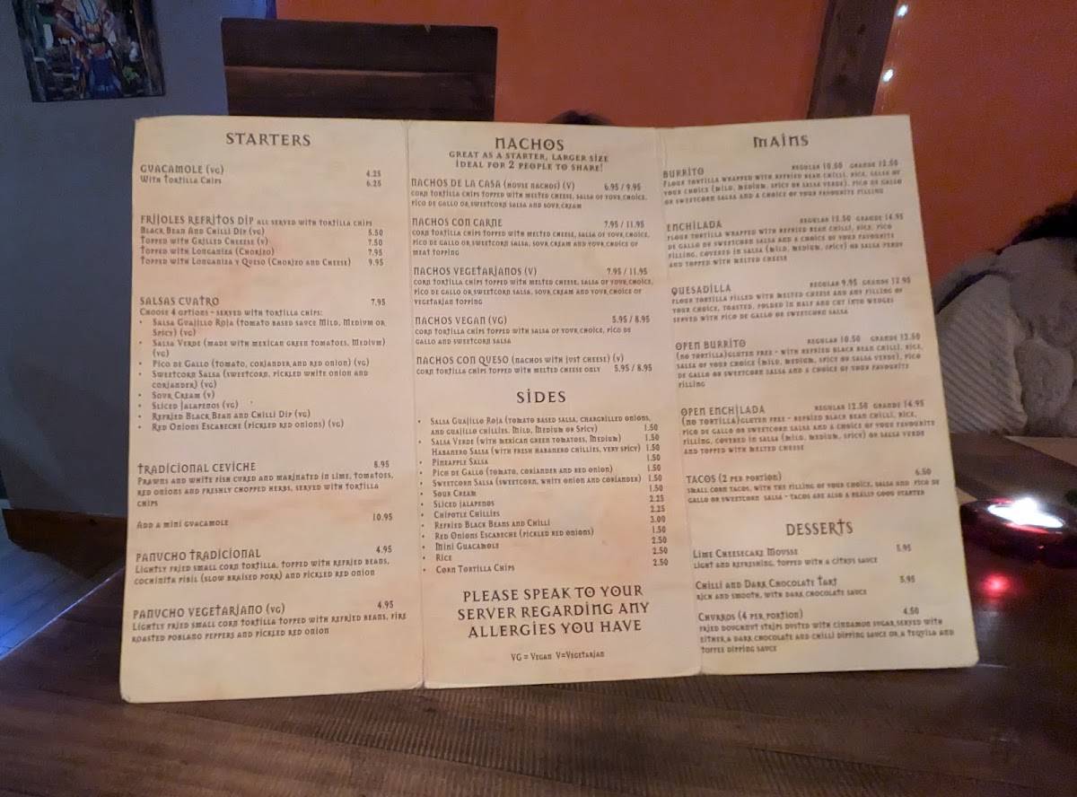 Menu at Mexican Kitchen restaurant, Wickford