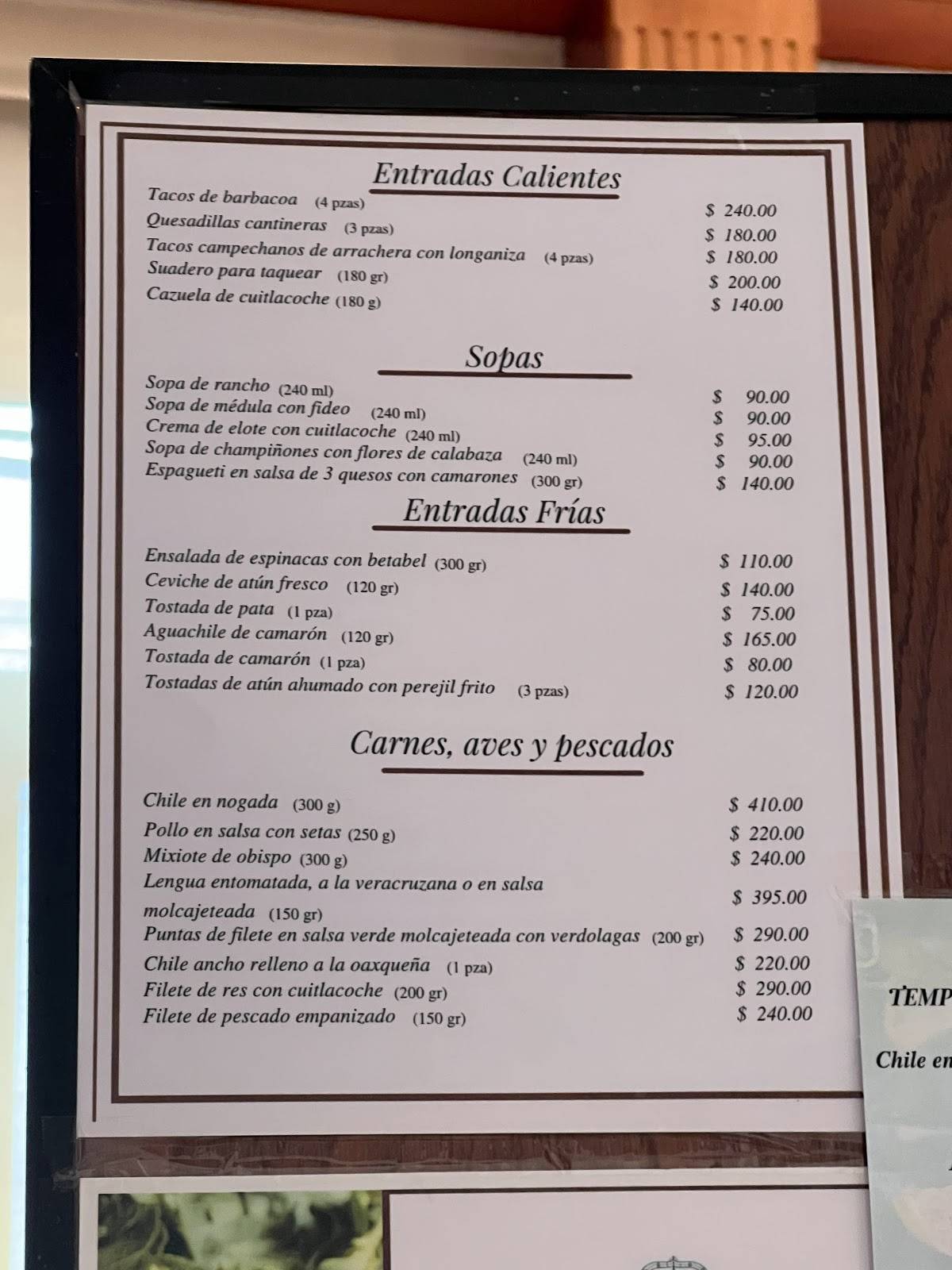 Carta de Restaurante El Cardenal, Ciudad de México, Palma #23 Centro ...