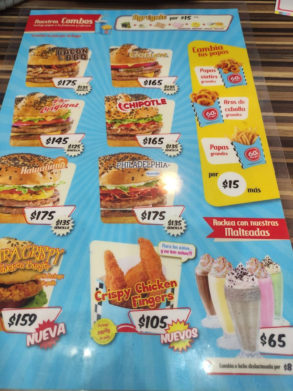 Menu at Sixties Burger restaurant, Ciudad López Mateos, Eje 1 Nte. 259