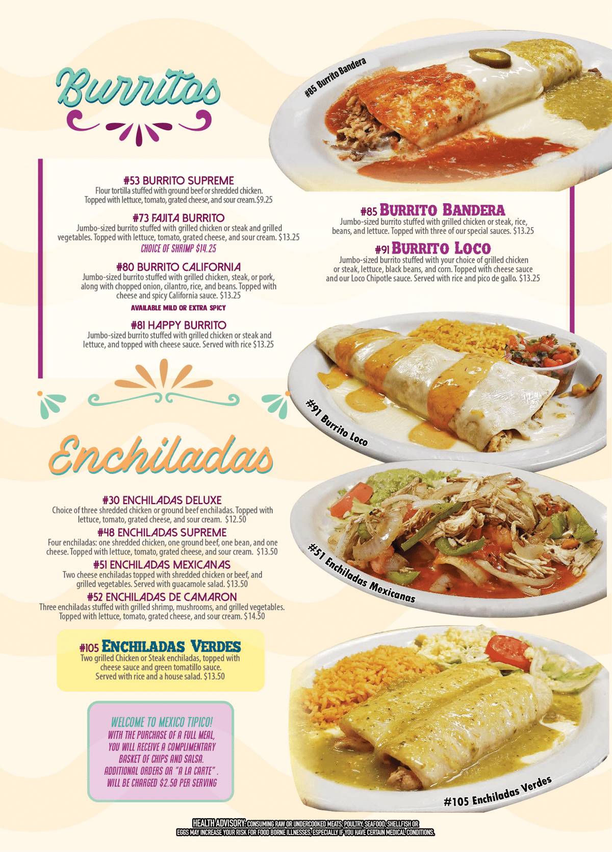 Menu at Mexico Tipico Mexican Restaurant, Prattville, E Main St