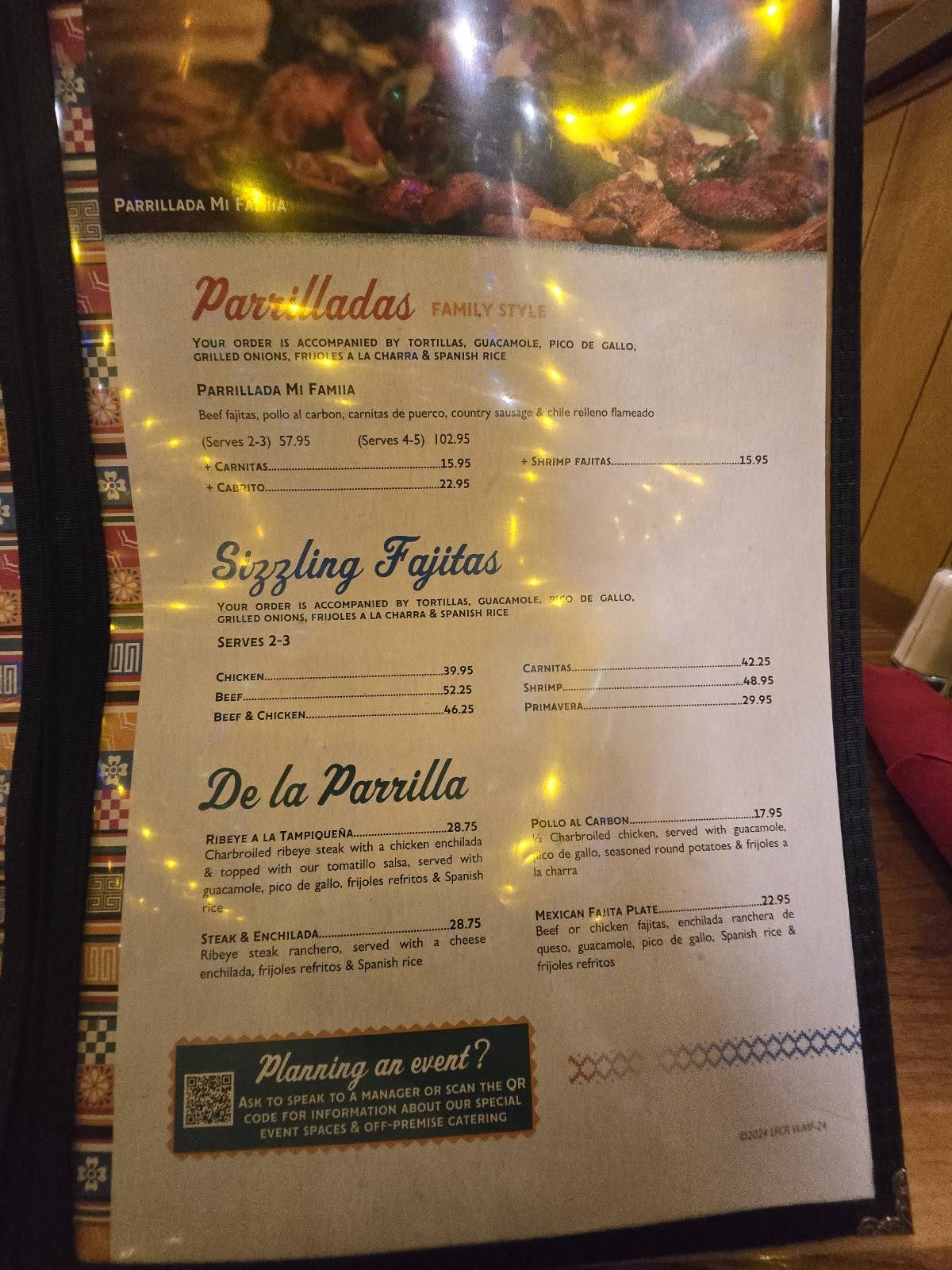 Menu at Mi Familia at the Rim pub & bar, San Antonio, I-10 West