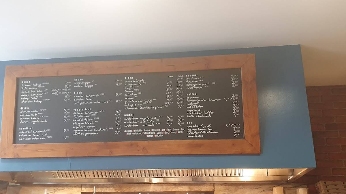 Carta de pizzería MiS Kebab, Viena