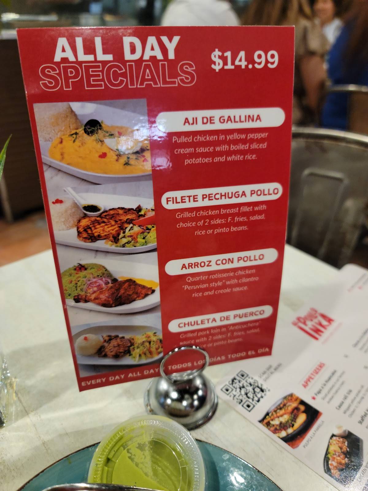 Carta del restaurante El Pollo Inka Miami, Miami, NW 36th St