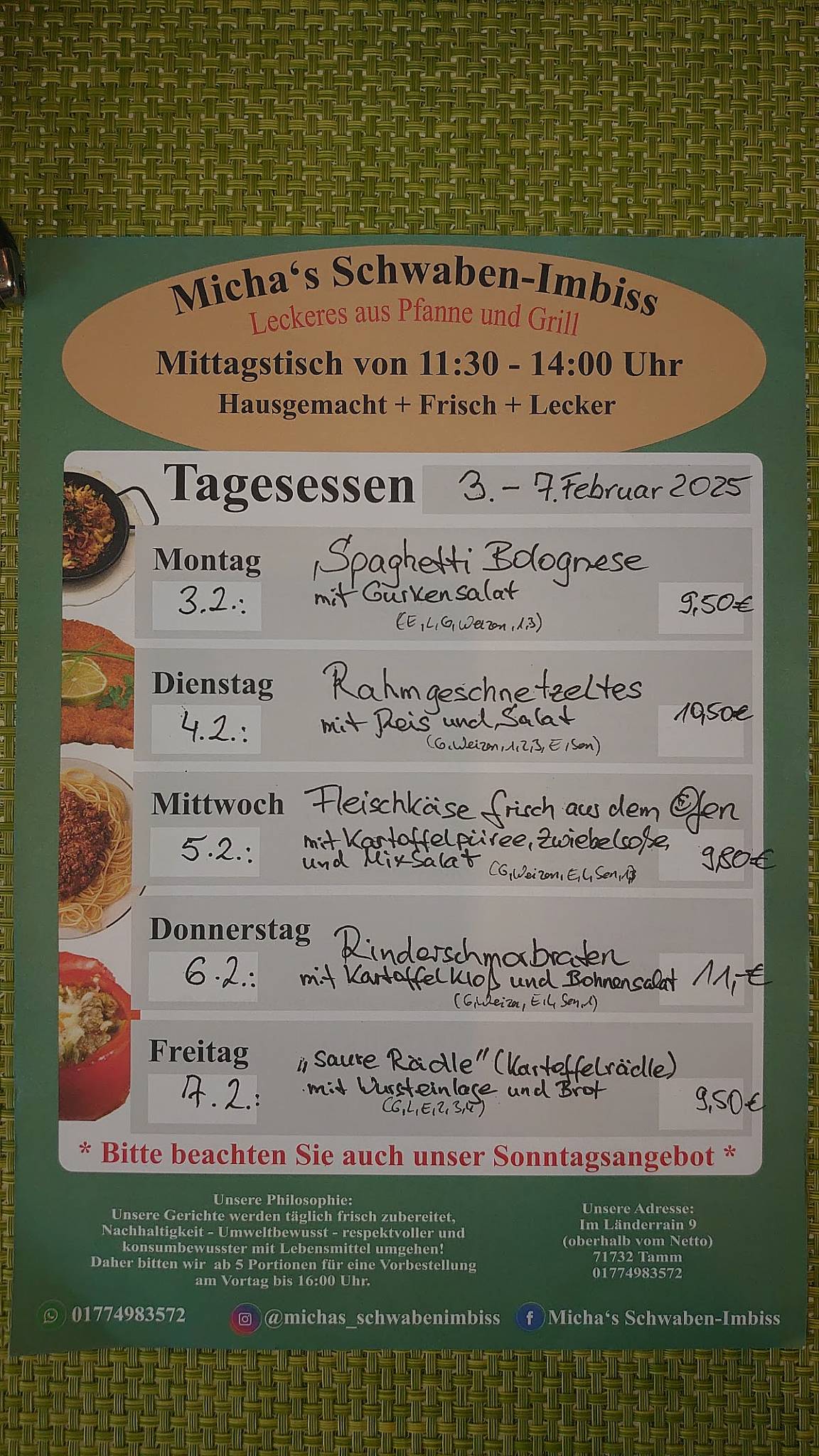 Speisekarte von Michas SchwabenImbiss pub & Bar, Tamm