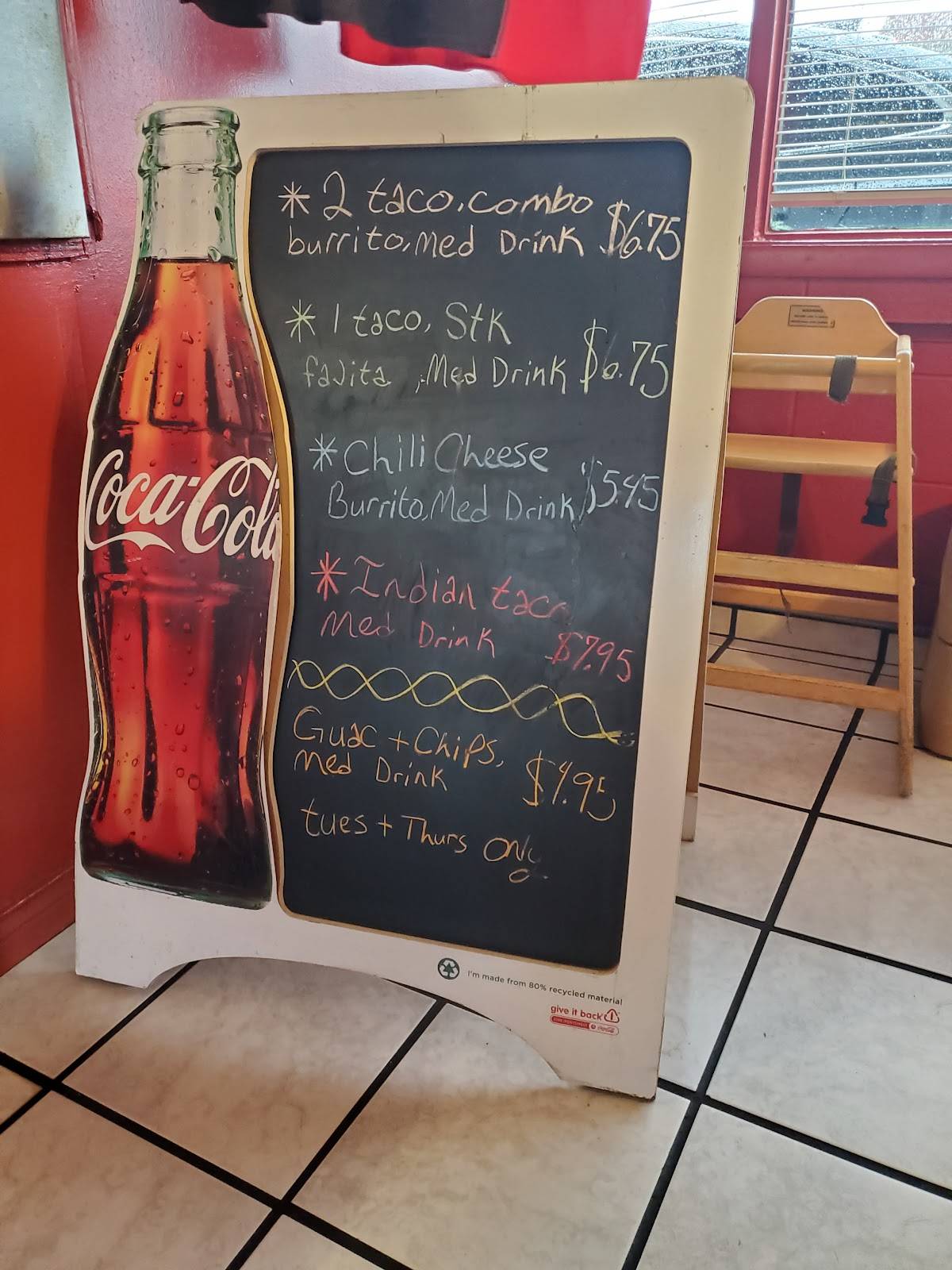 Menu at Mid Del Taco Inc restaurant, Del City