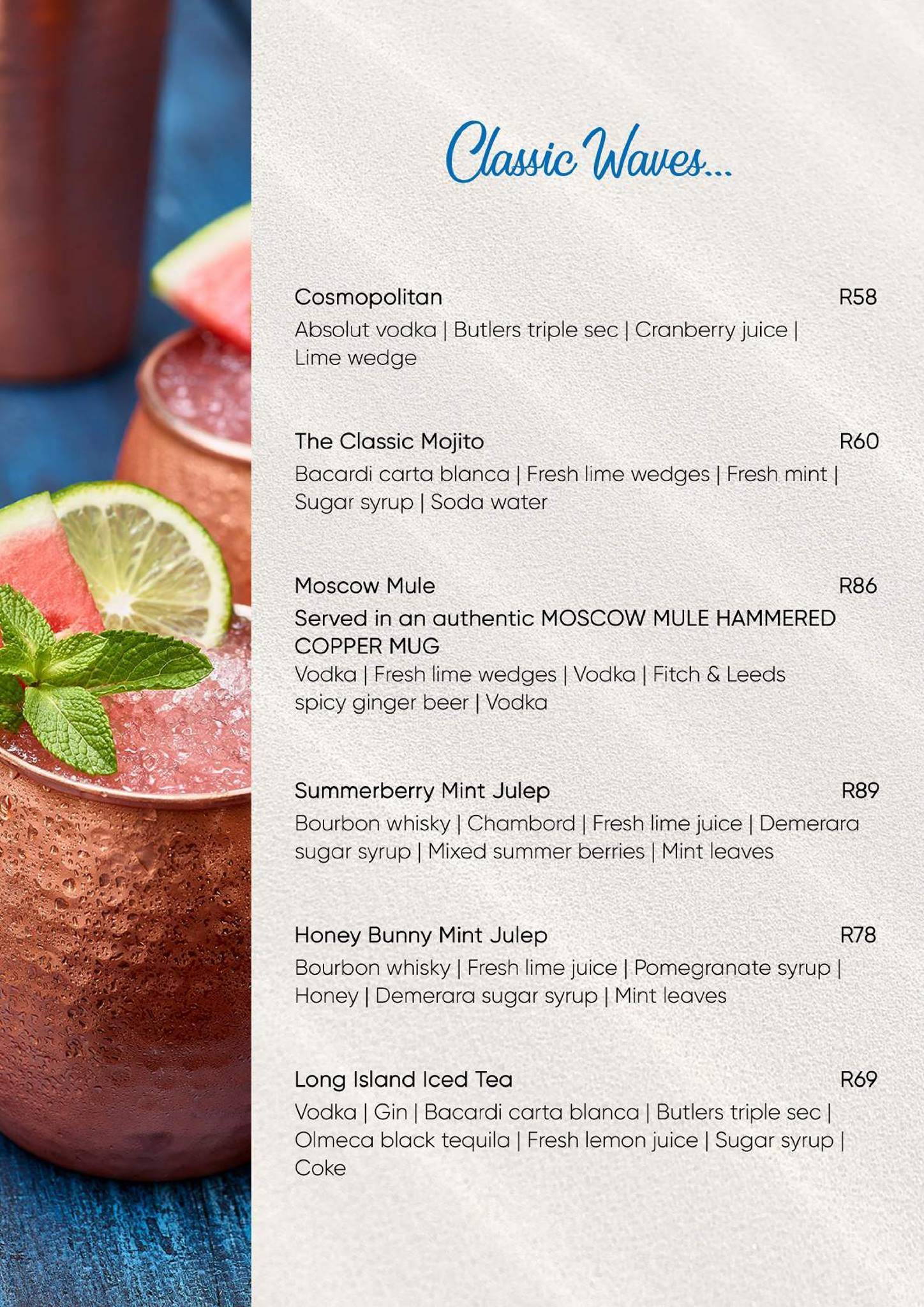 Menu at The Beach Rivonia pub & bar, Johannesburg