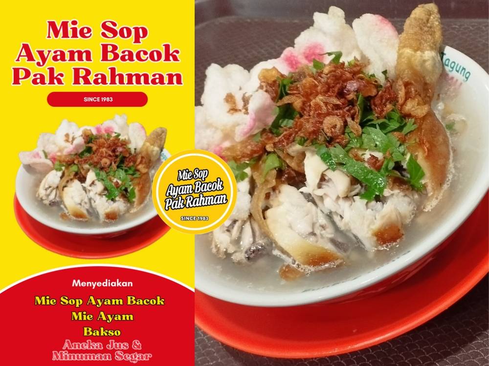 Menu at Mie Sop Ayam Bacok Pak Rahman, Eka Rasmi restaurant, Medan