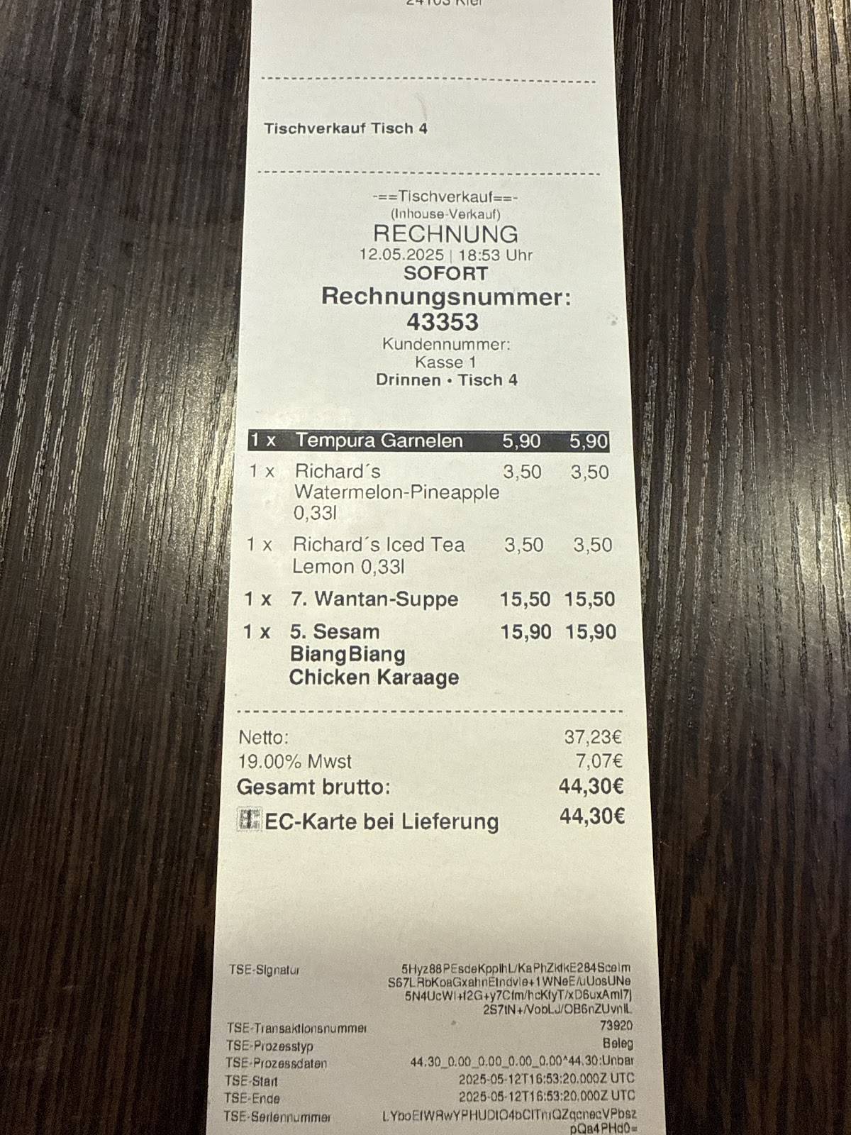 Speisekarte von Mikomi Kitchen restaurant, Kiel