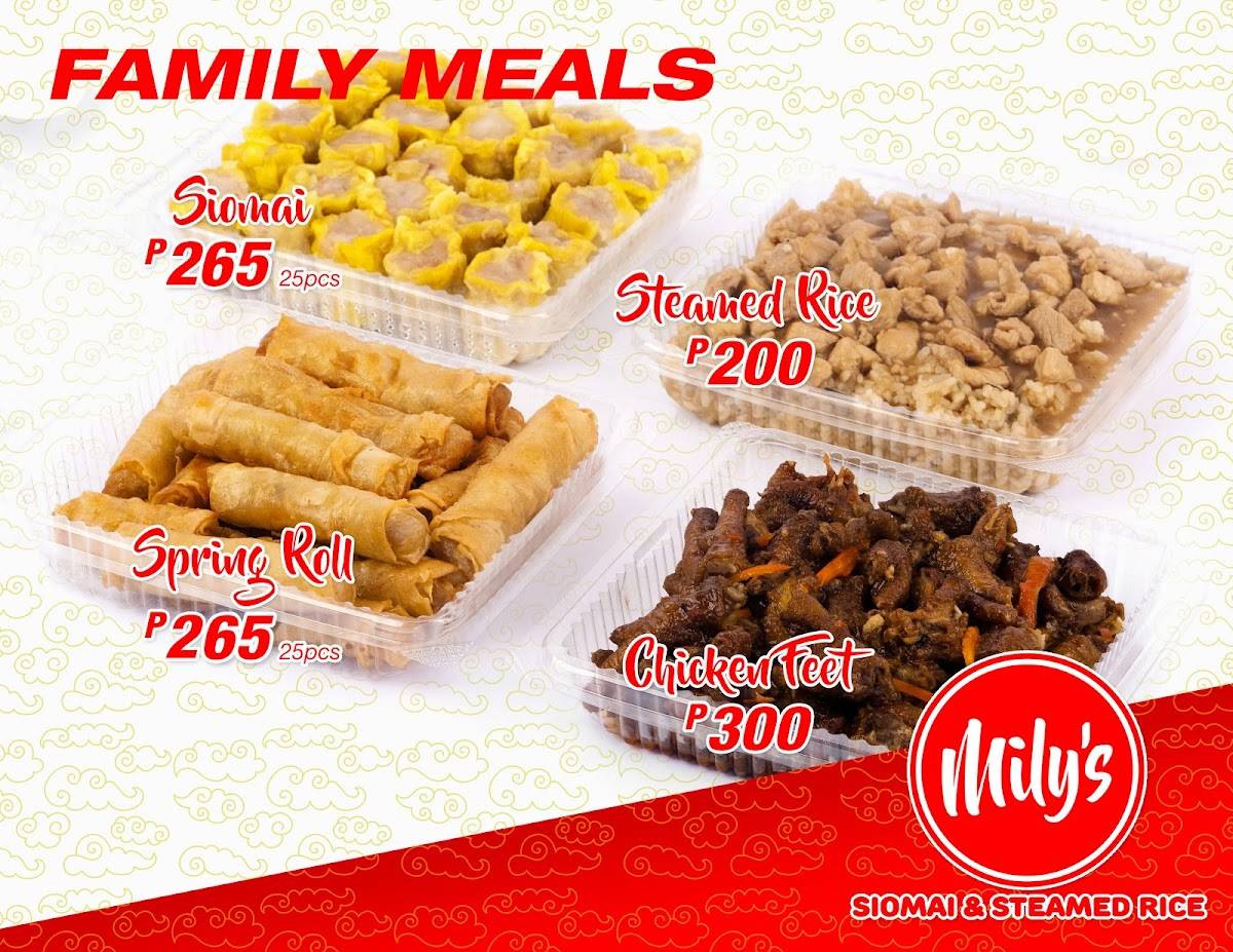 Menu at Mily's Siomai and Steamed Rice restaurant, Cebu City