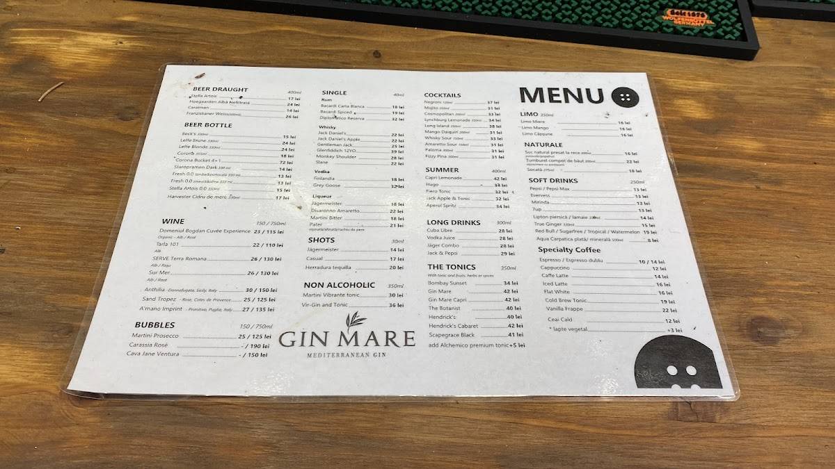 Menu au Modelier Parc, Bucarest