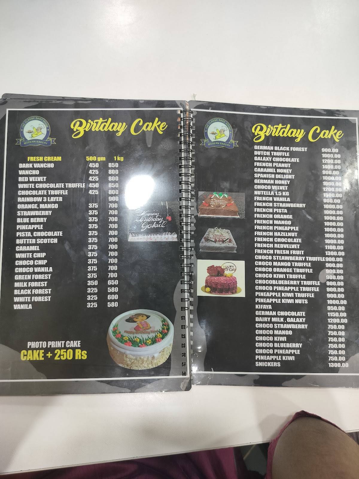 Menu at Modern Bakery, Attingal, MRW9+332