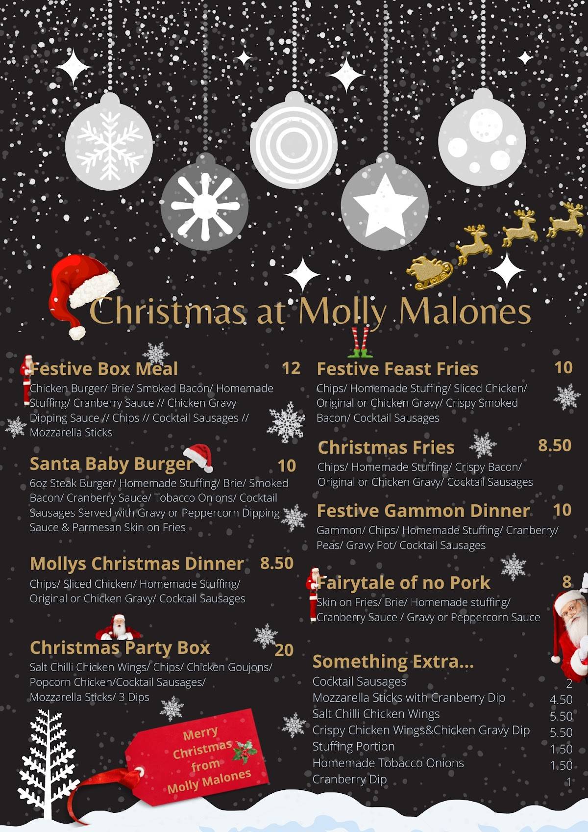 Menu at Molly Malones fast food, Ballymena, 2 Old Crebilly Rd