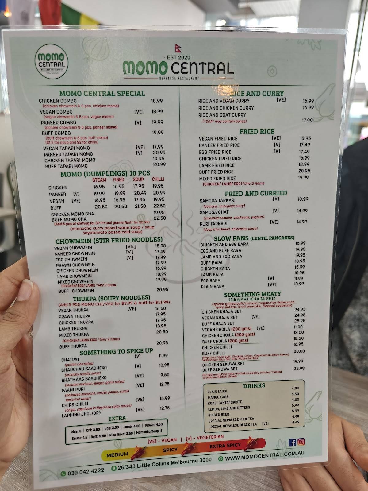 Menu at Momo Central Little Collins St restaurant, Melbourne
