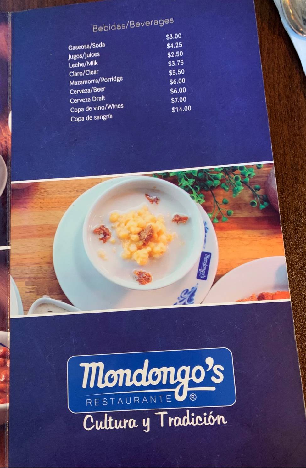 Menu at Mondongo's Restaurante, Doral