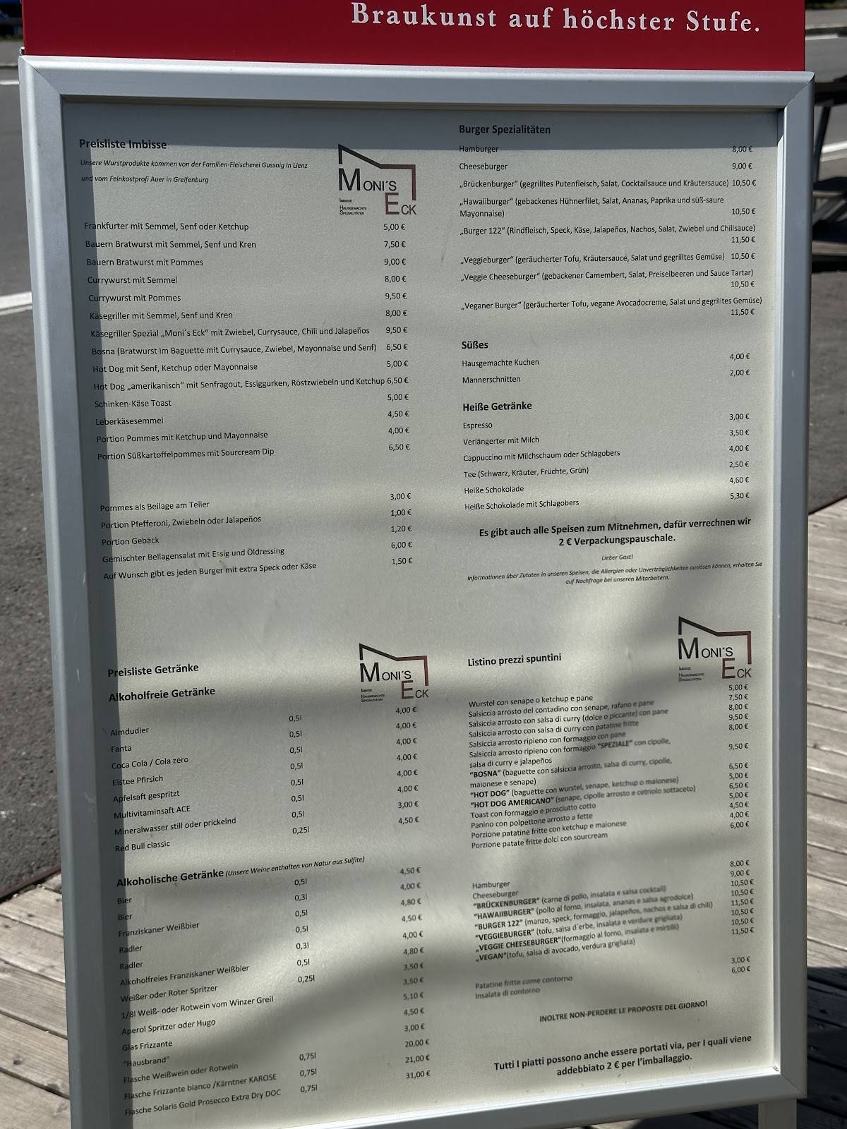 Speisekarte von Monis Eck restaurant, Techendorf