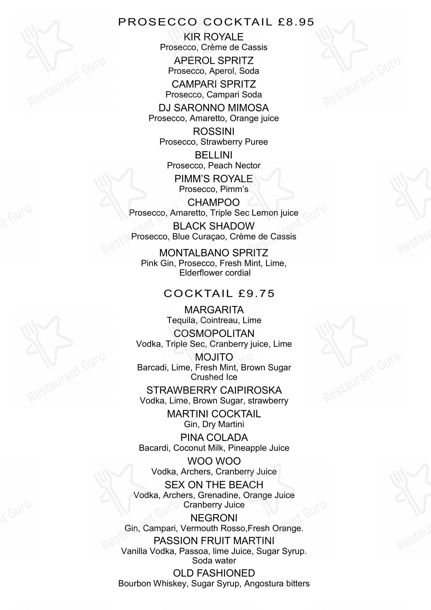 Menu at Montalbano Italian pub & bar, Tenterden, 75 High St