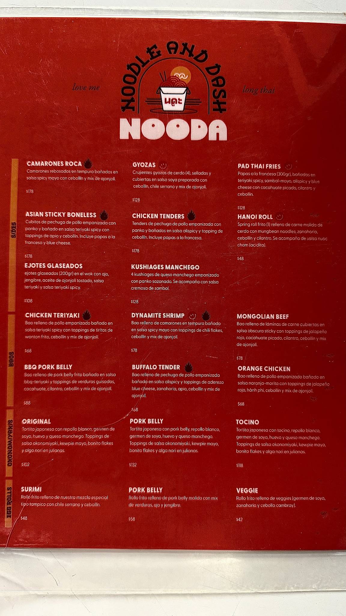 Carta del restaurante Nooda Obispado, Monterrey
