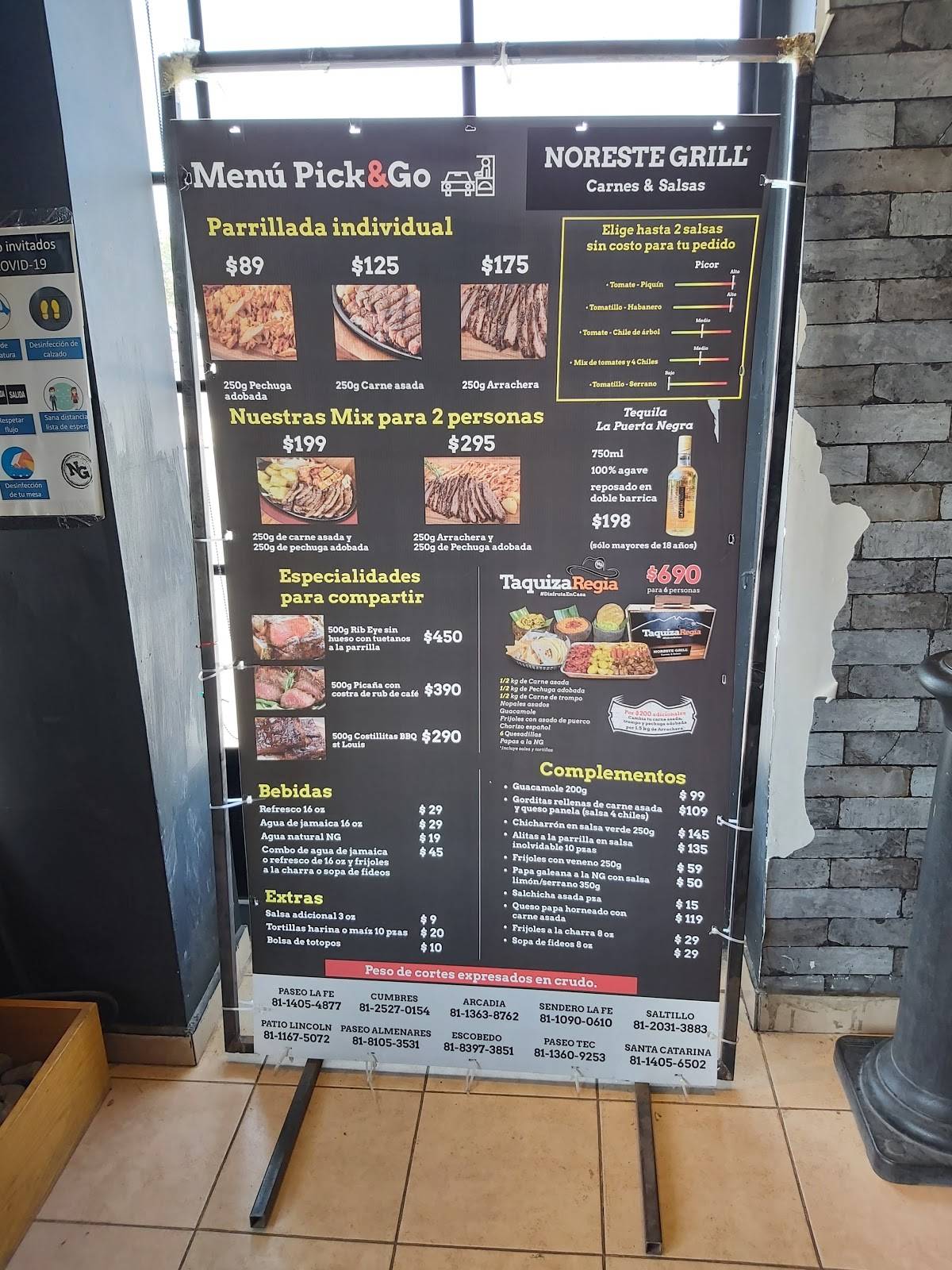 Carta del restaurante Noreste Grill, Monterrey, Av. Abraham Lincoln ...