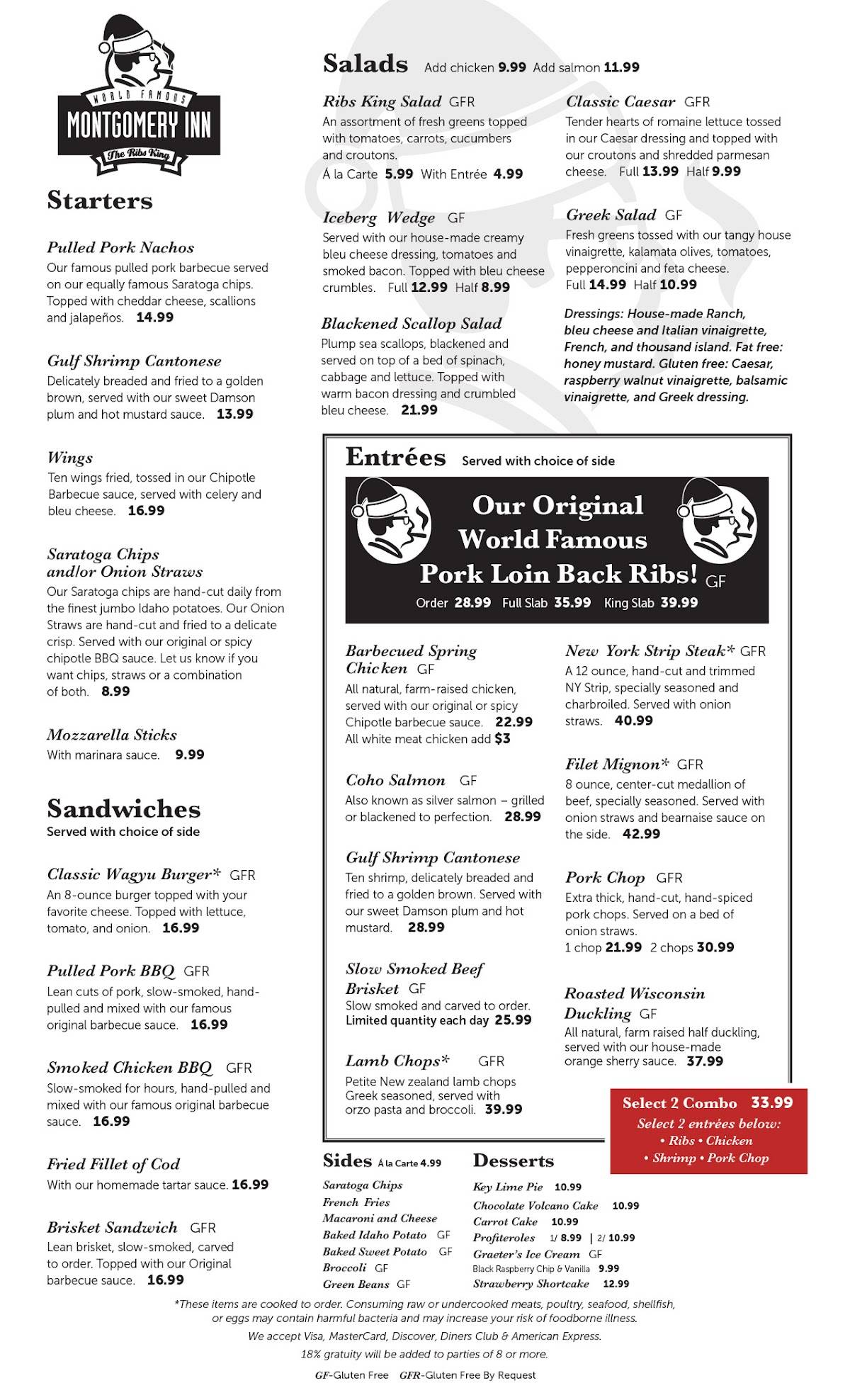 Menu at Montgomery Inn BBQ, Cincinnati, Montgomery Rd