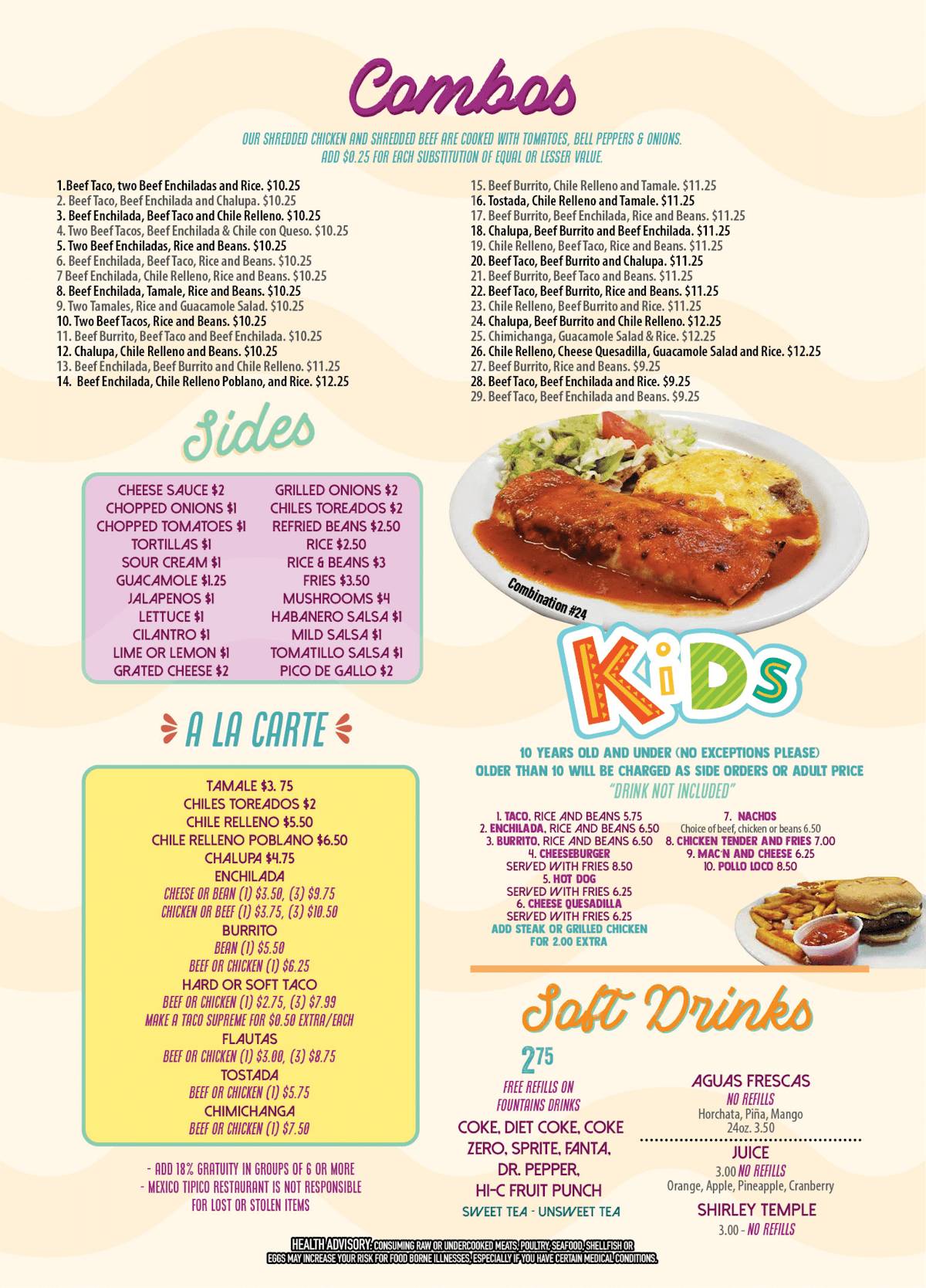 Menu at Mexico Tipico Mexican Restaurant, Prattville, E Main St