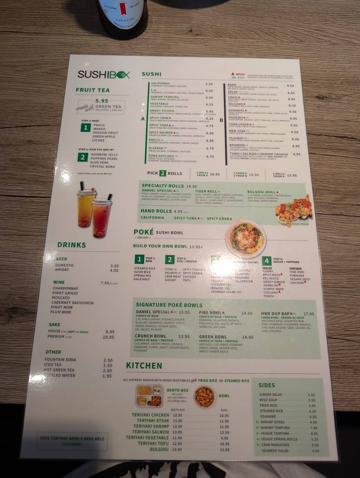 Menu at Sushi Box restaurant, Montgomery