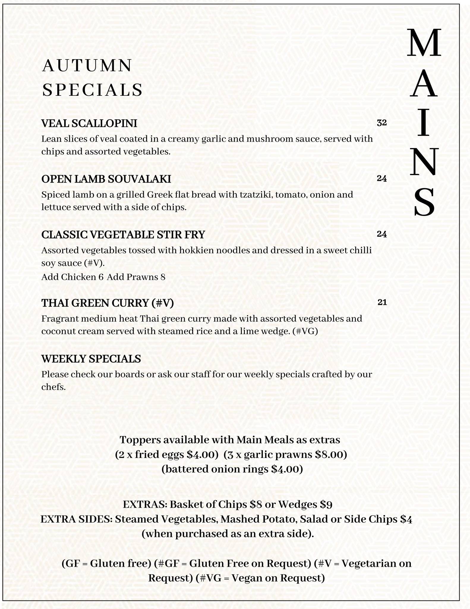 Menu at Montmorency Eltham RSL restaurant, Montmorency
