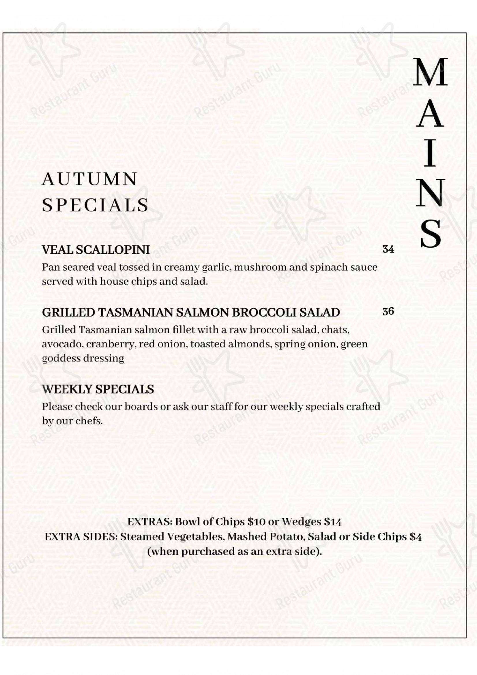 Menu at Montmorency RSL restaurant, Montmorency
