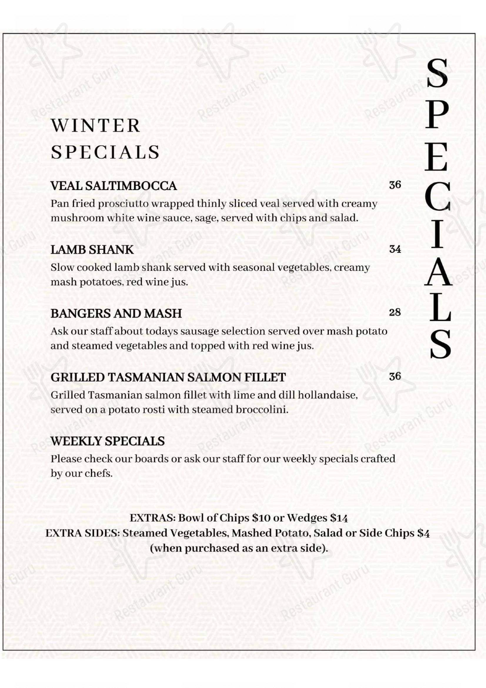 Menu at Montmorency RSL restaurant, Montmorency
