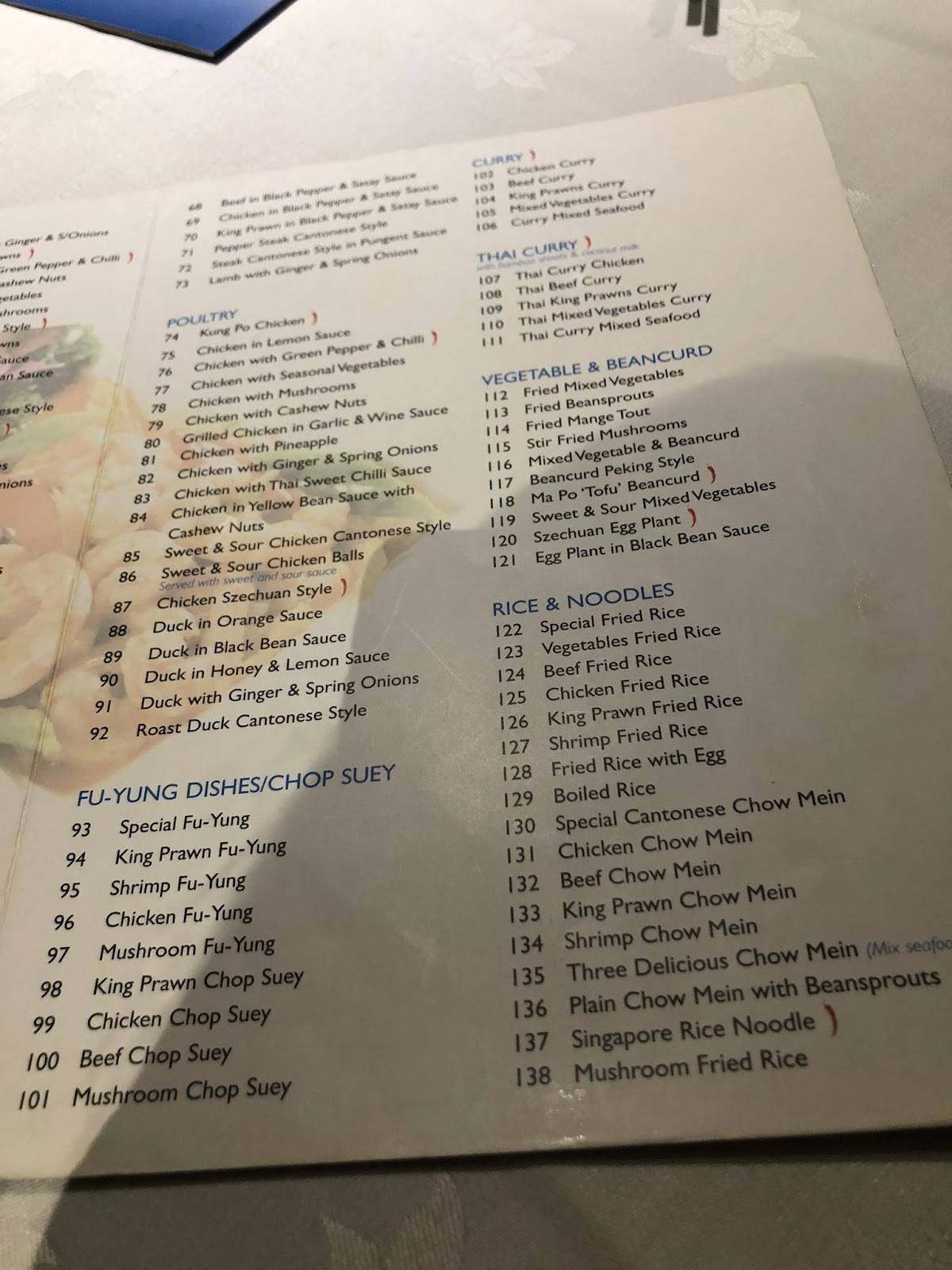 Menu at Moon In Moon restaurant, Sunbury-on-Thames