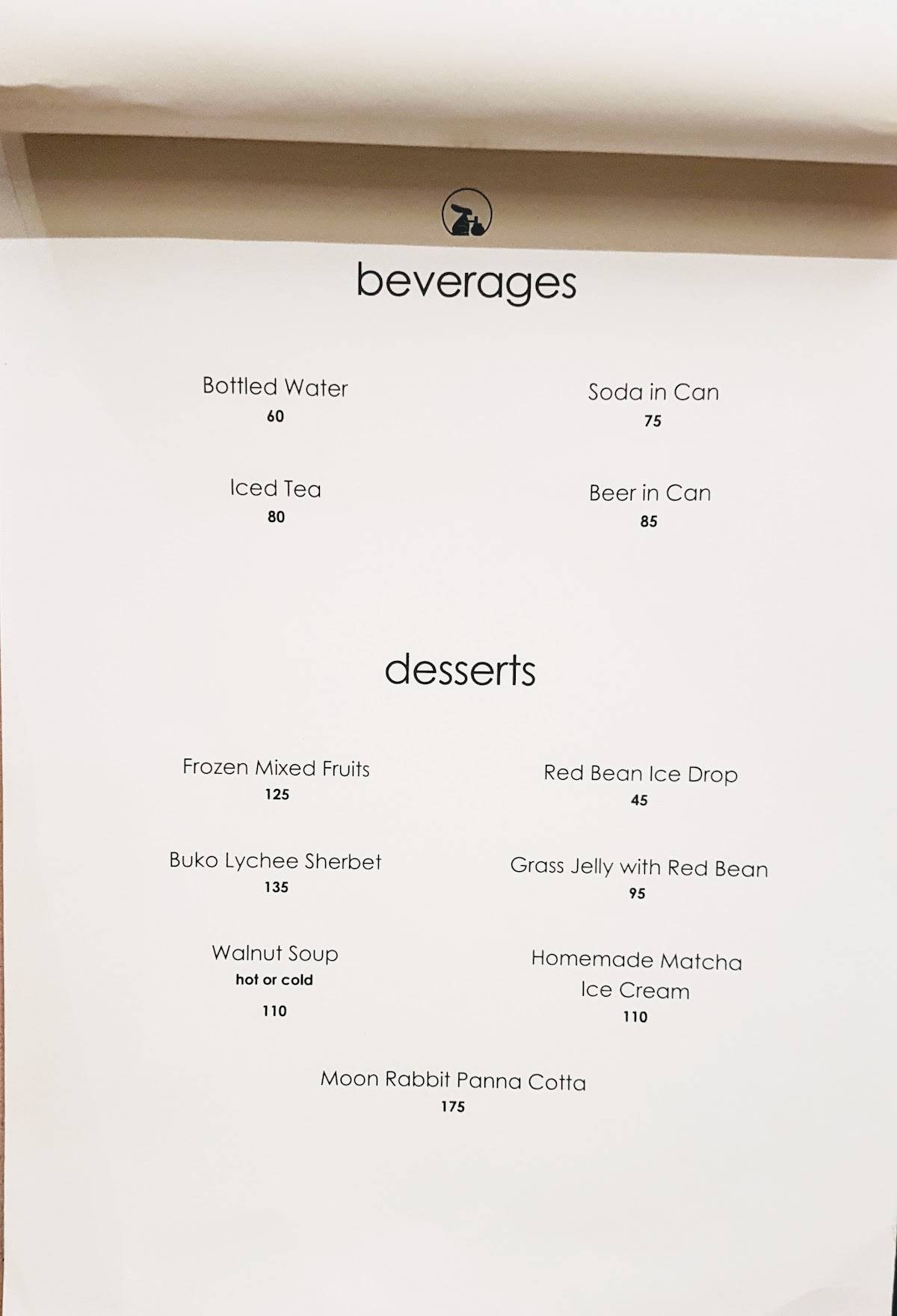 Menu at Moon Rabbit Cafe & Restaurant, San Juan