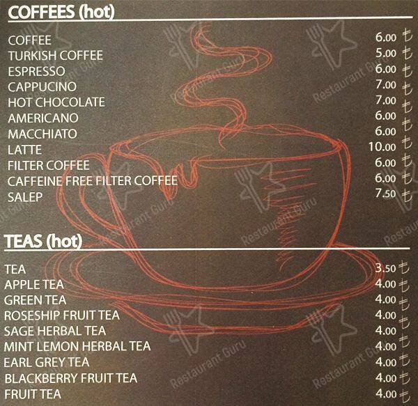 Menu at Moonlight Bar, Bodrum, Dr. Alim Bey Cd.
