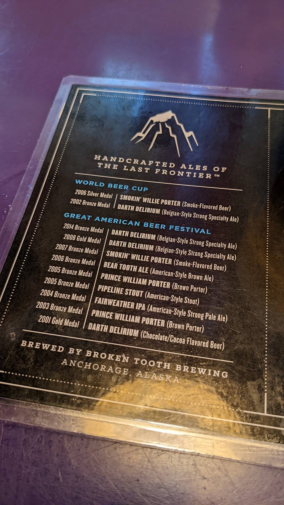 Menu at Moose's Tooth Pub & Pizzeria, Anchorage