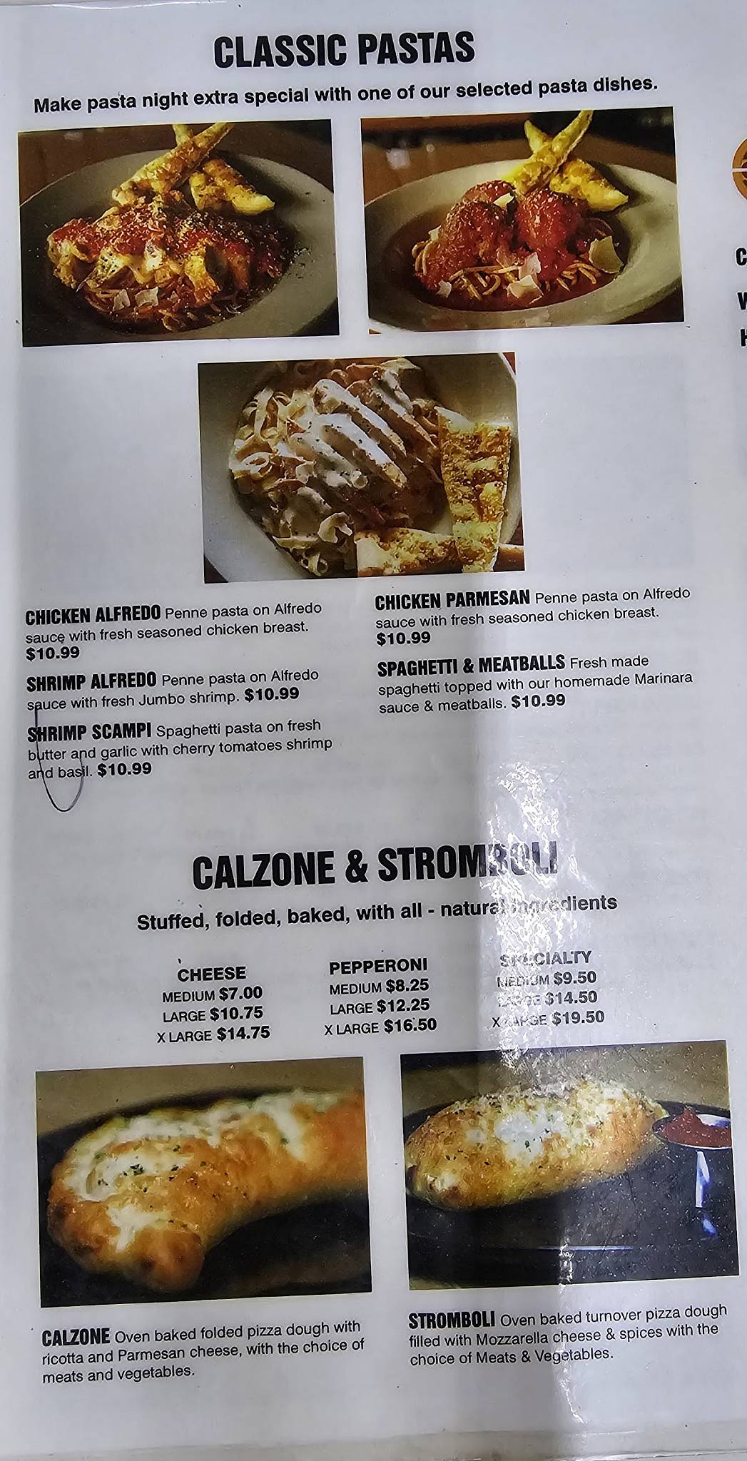 Menu at Moran’s Pizzeria & Restaurant, Donna