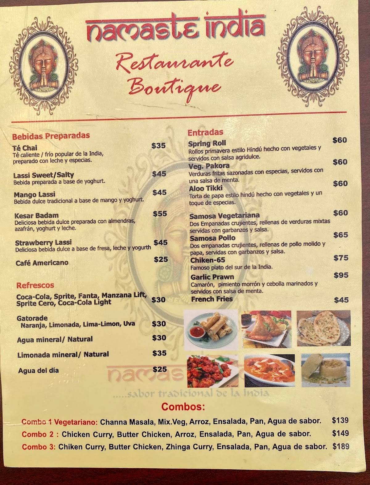 Menu at Namaste India restaurant, Morelia, C. Abasolo 337-A