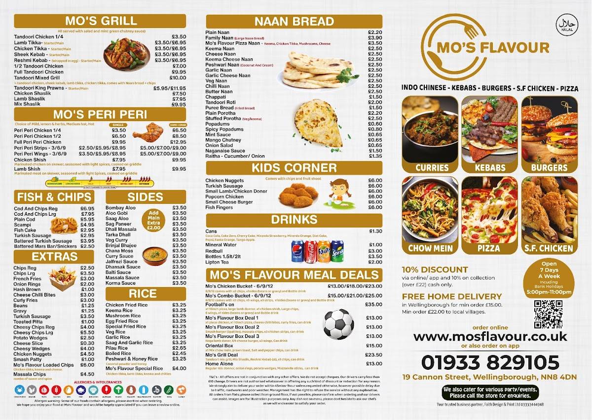 Menu at Mo's Flavour restaurant, Wellingborough