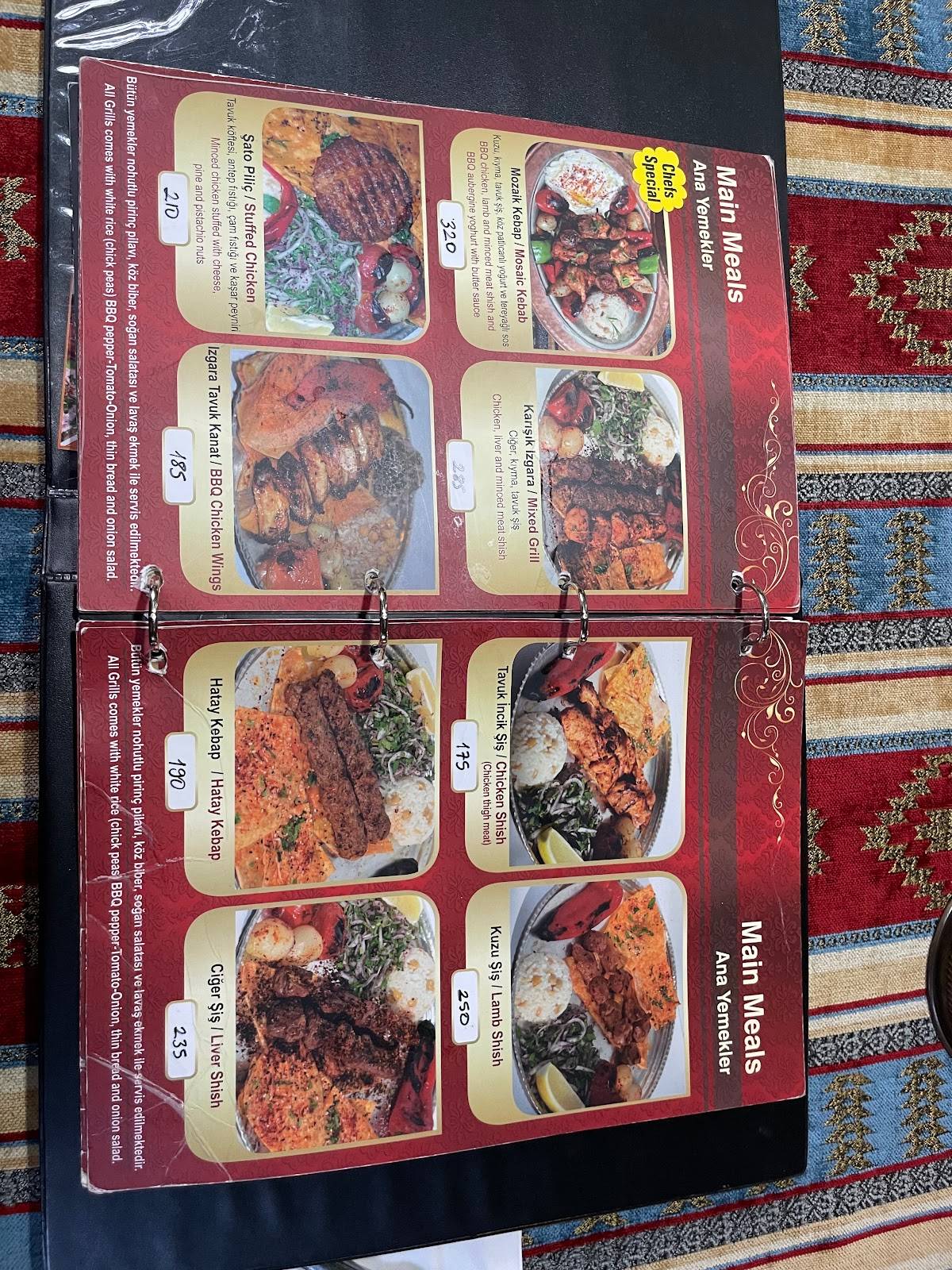 Carta de Mozaik Bahçe Restaurant, Fethiye