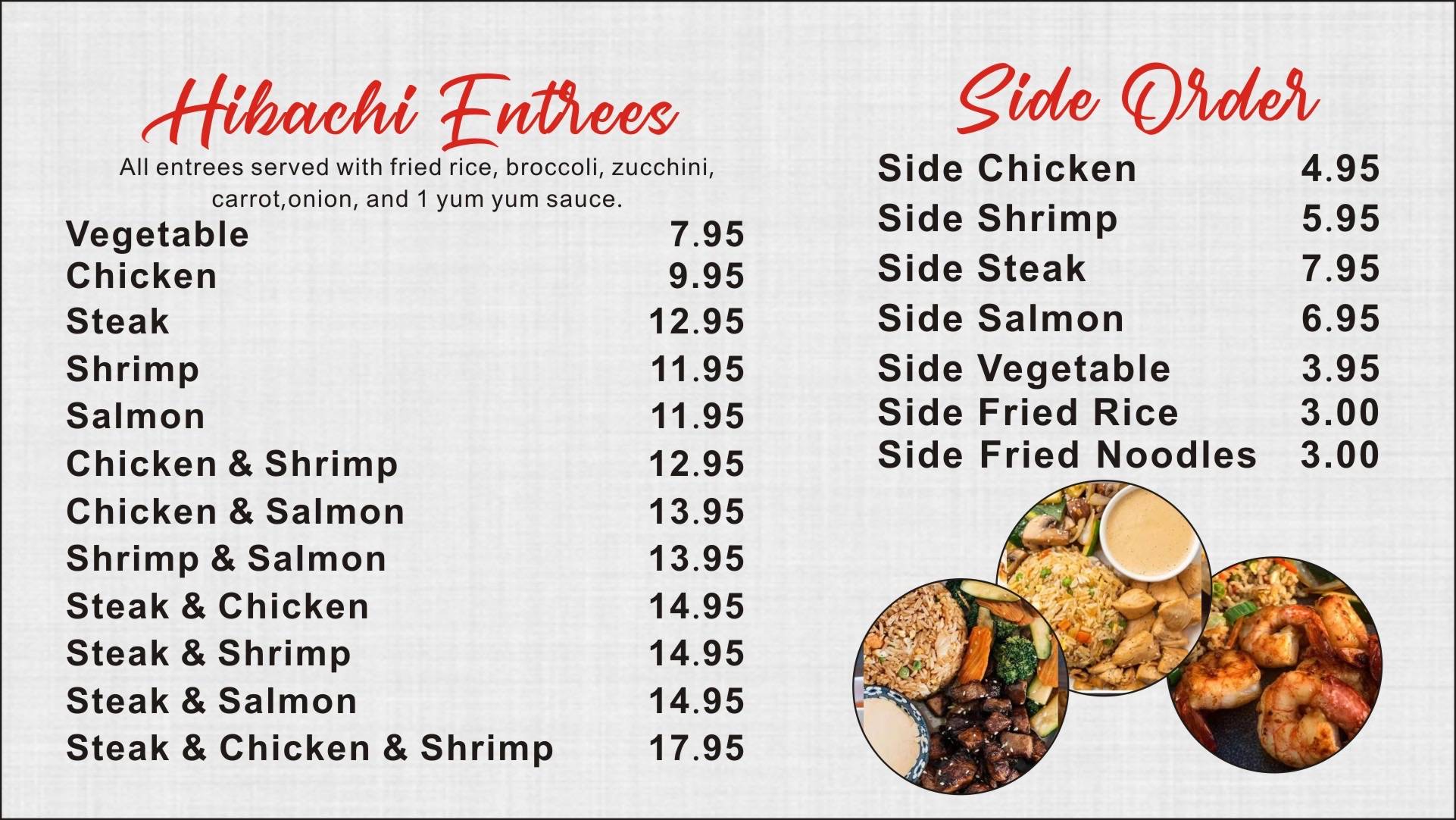 Menu at Mr.Hibachi Japanese Grill restaurant, Dover