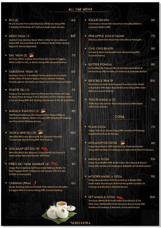 Menu at Mr. IDLI South Indian Restaurant JM Road Pune, Pune