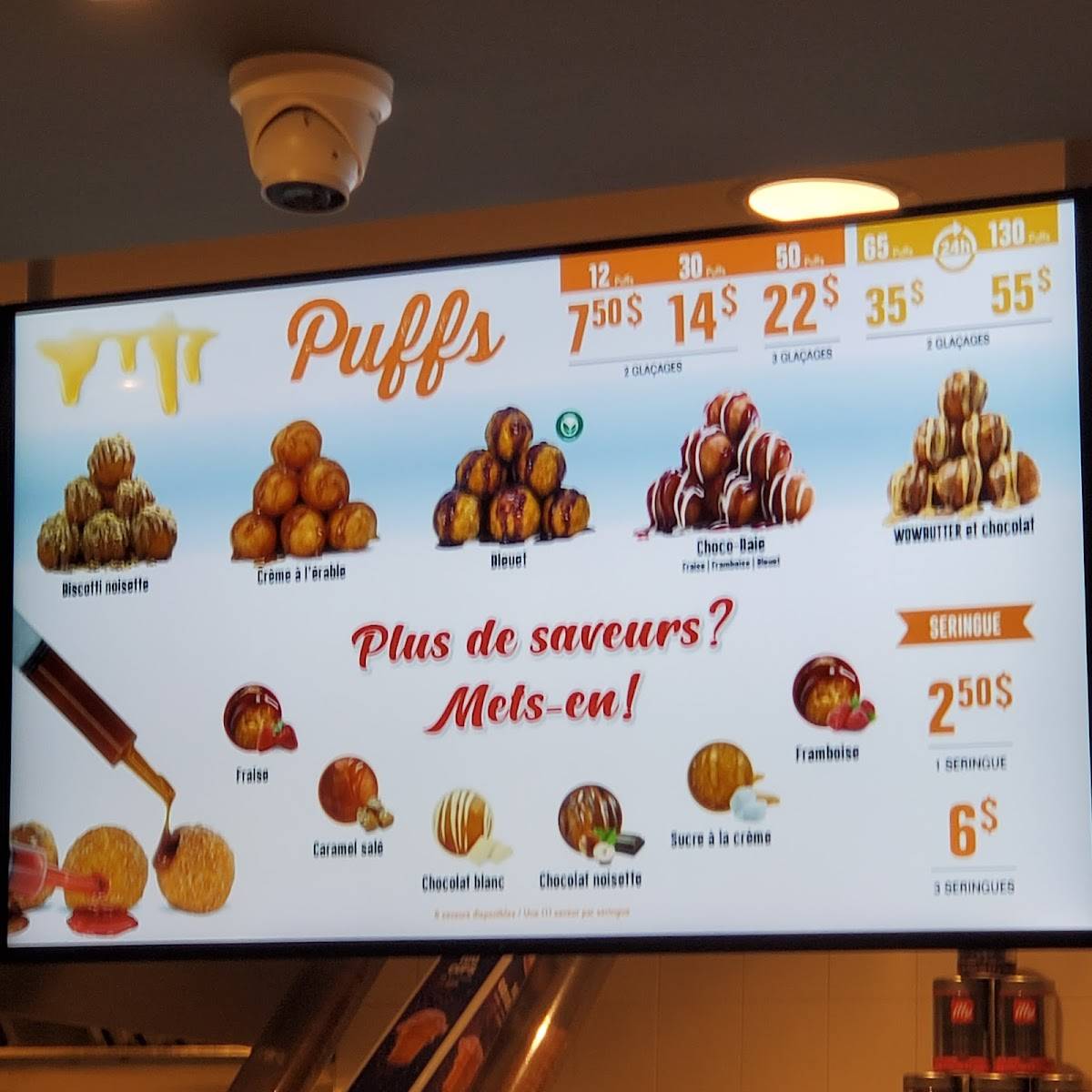 Menu au Mr. Puffs desserts, Repentigny, 125 Rue de Lafayette #2