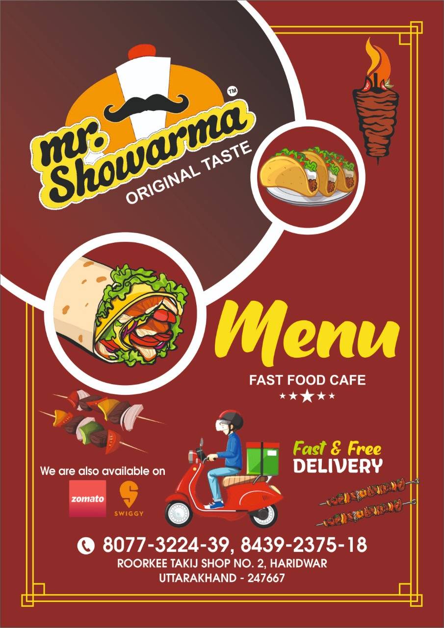 Menu at Mr shawarma Roorkeee, Roorkee
