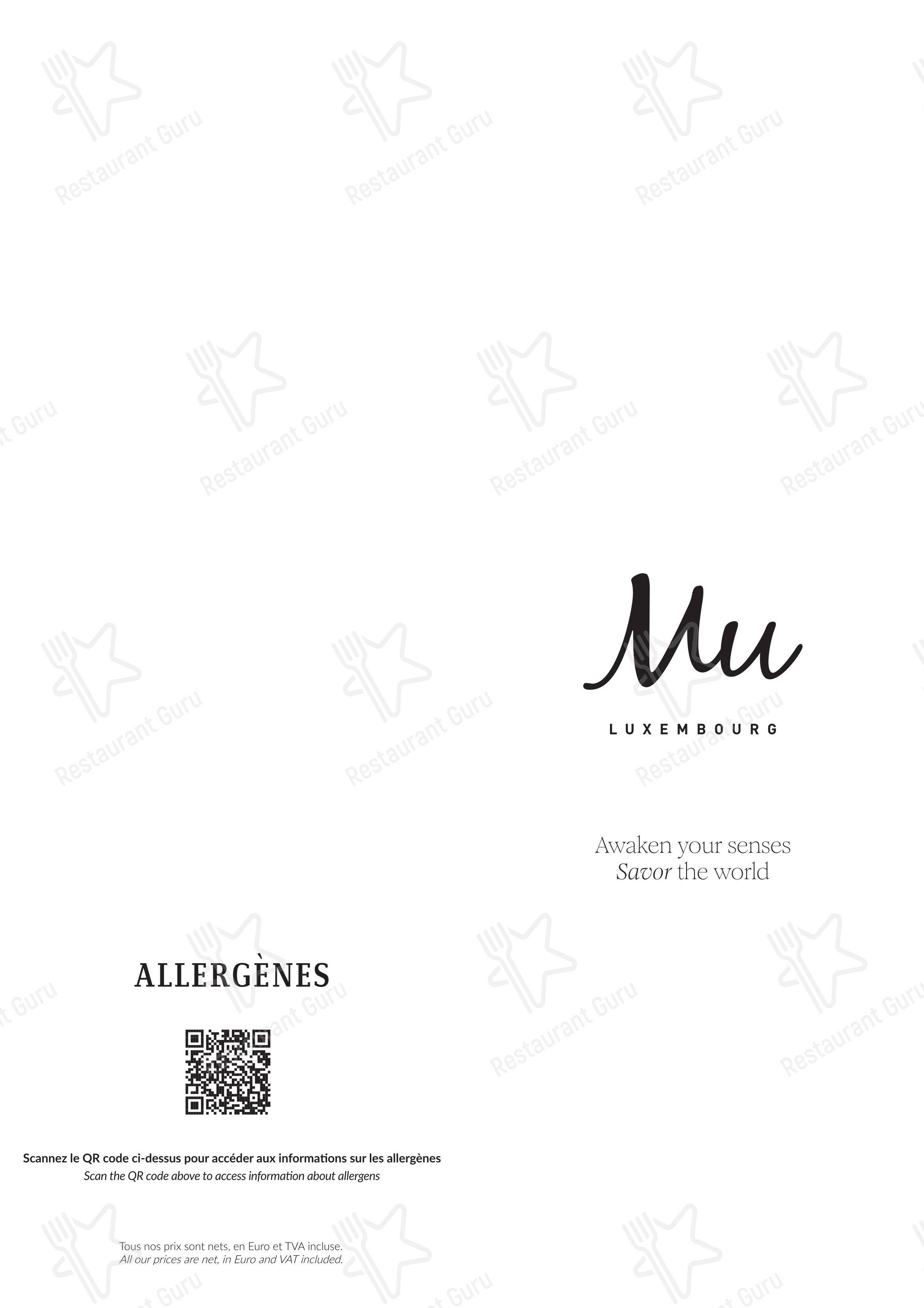 Speisekarte von Mu Luxembourg restaurant, Luxemburg