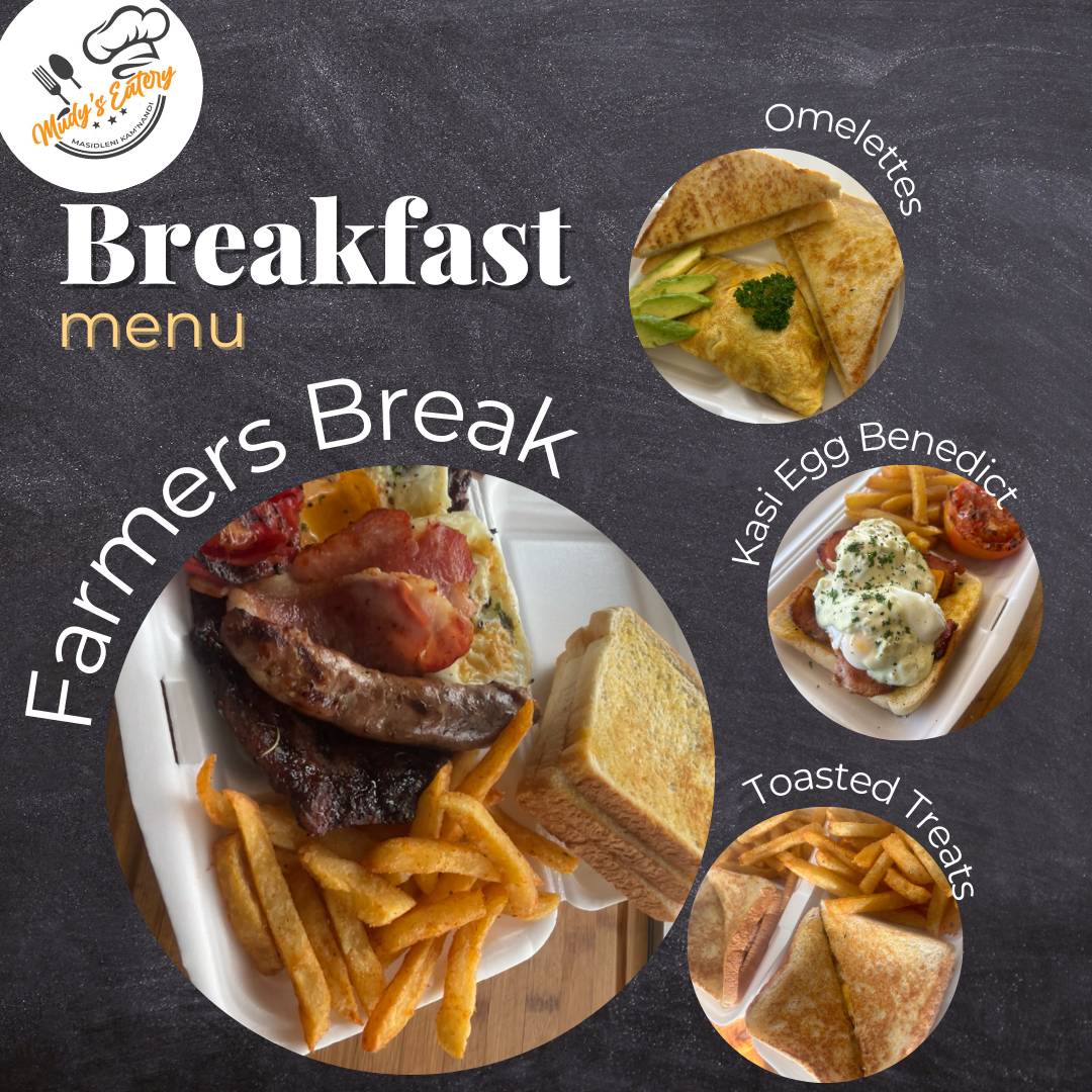 Menu at Mudy’s Eatery restaurant, Delmas
