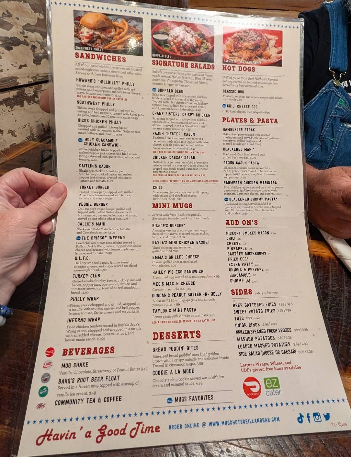 Menu at Mugshots Grill and Bar - Columbus, MS, Columbus, Hwy 45 N