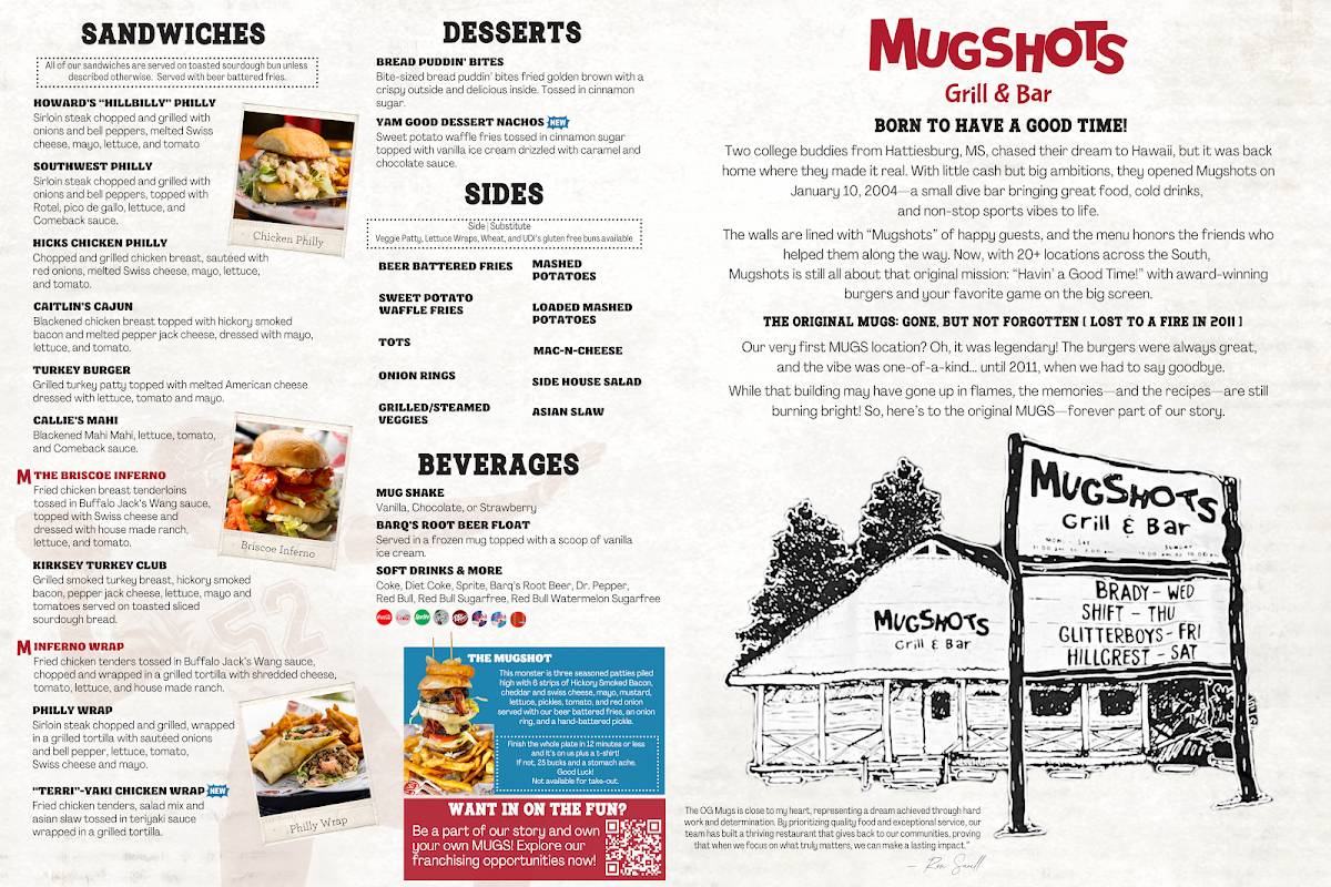 Menu at Mugshots Grill and Bar - Meridian, MS, Meridian, MS-493