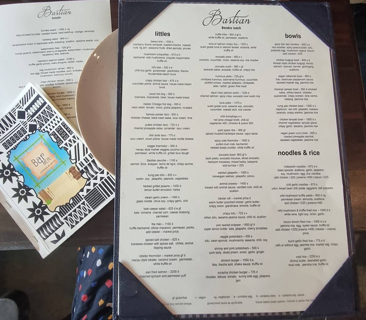 Menu at Bastian, Bandra, Mumbai, Kamal Building