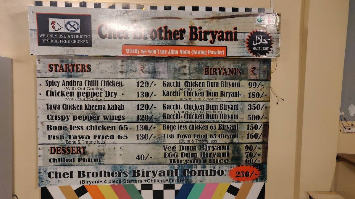 Menu at Chef Brothers Biriyani, Mysuru